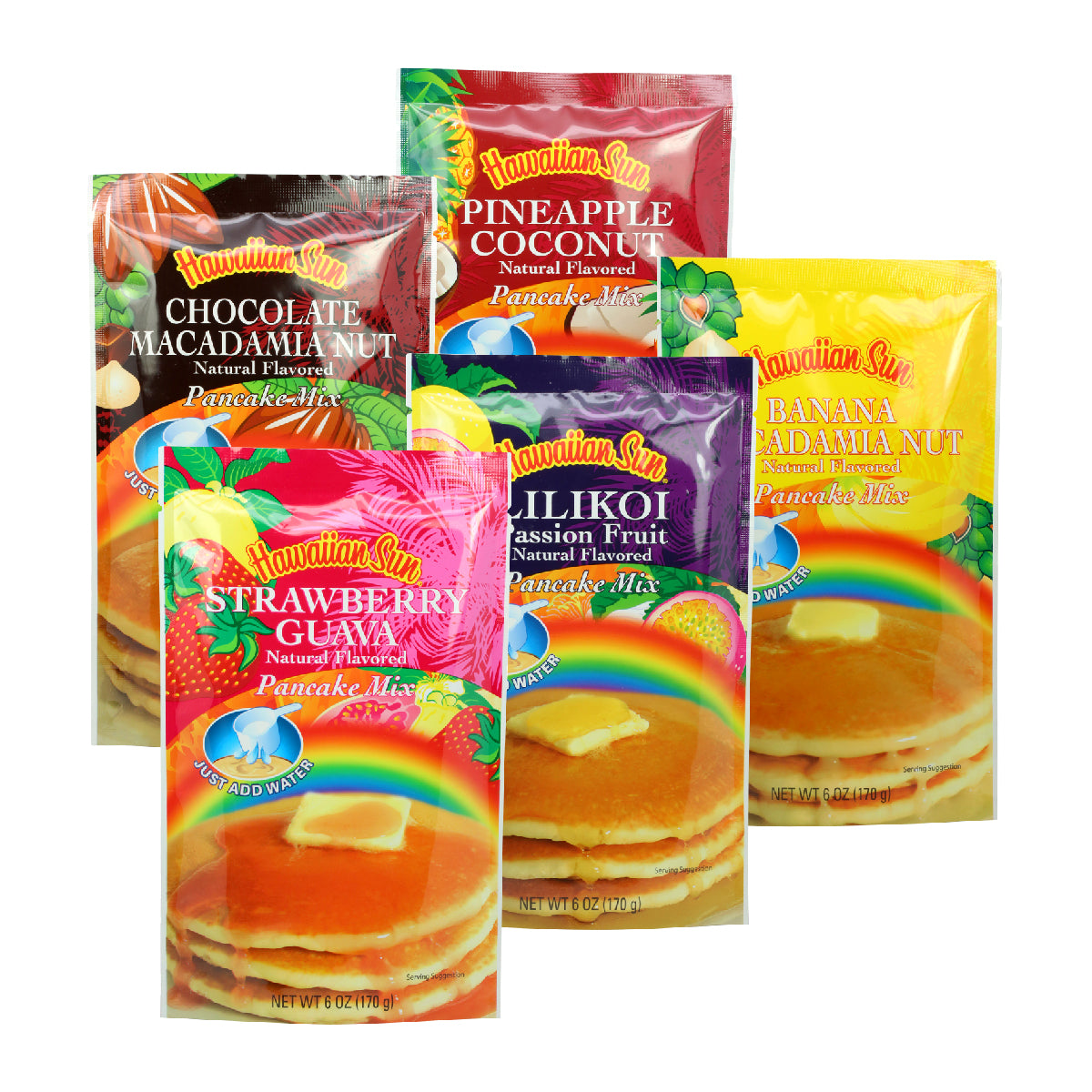 Hawaiian Sun Tropical Pancake Variety 5-Pack | Snack Hawaii
