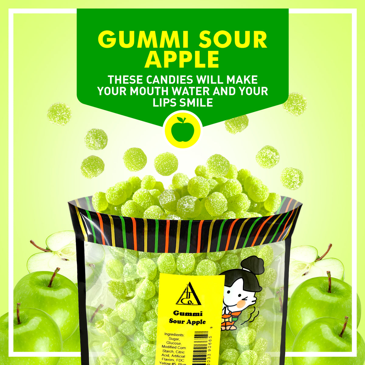 Gummi Sour Apples | Hawaiian Candy | Asian Snacks Online