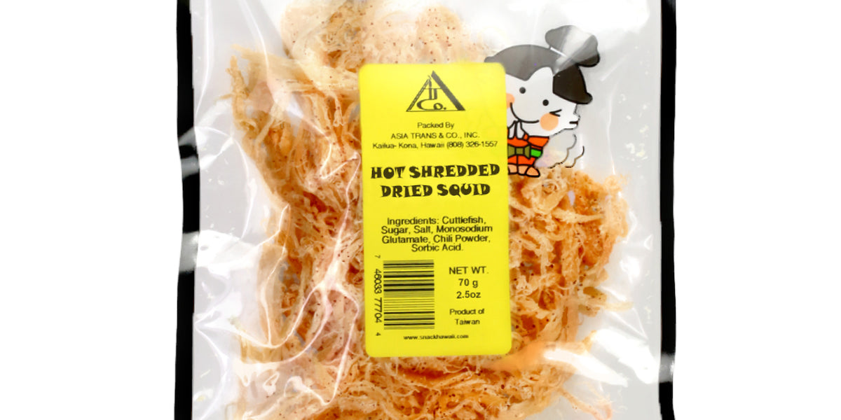 Hot Shredded Dried Squid, Cuttlefish Ika Hawaiian Snack