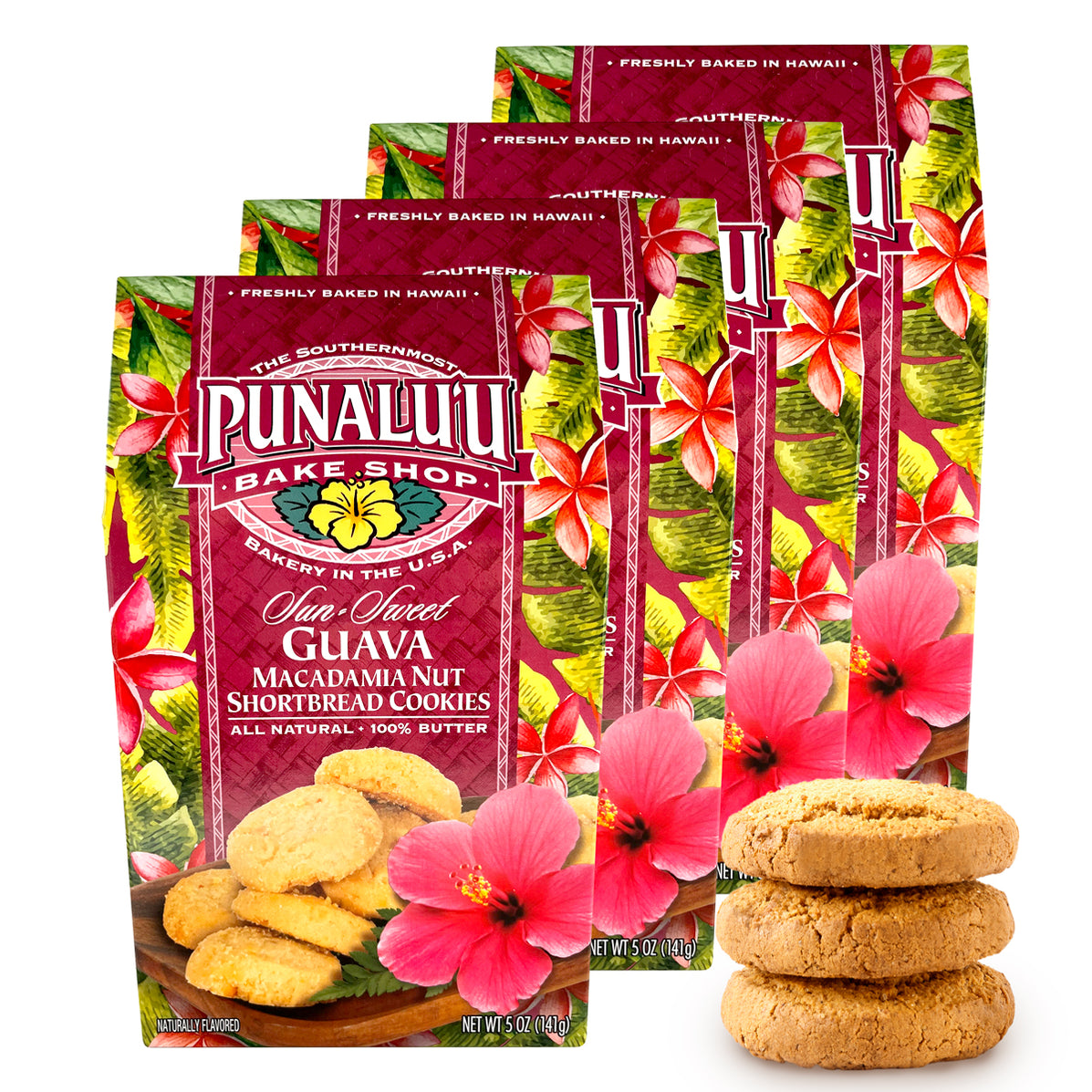 Punalu'u Bakery Gourmet Guava Macadamia Nut Shortbread Cookies — Snack ...
