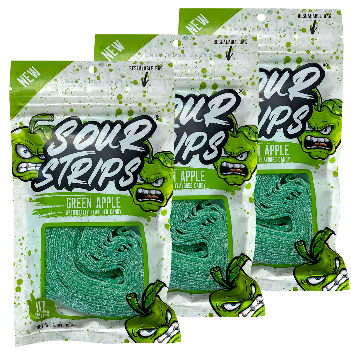 Green Apple Sour Strips - 3-Pack | Snack Hawaii